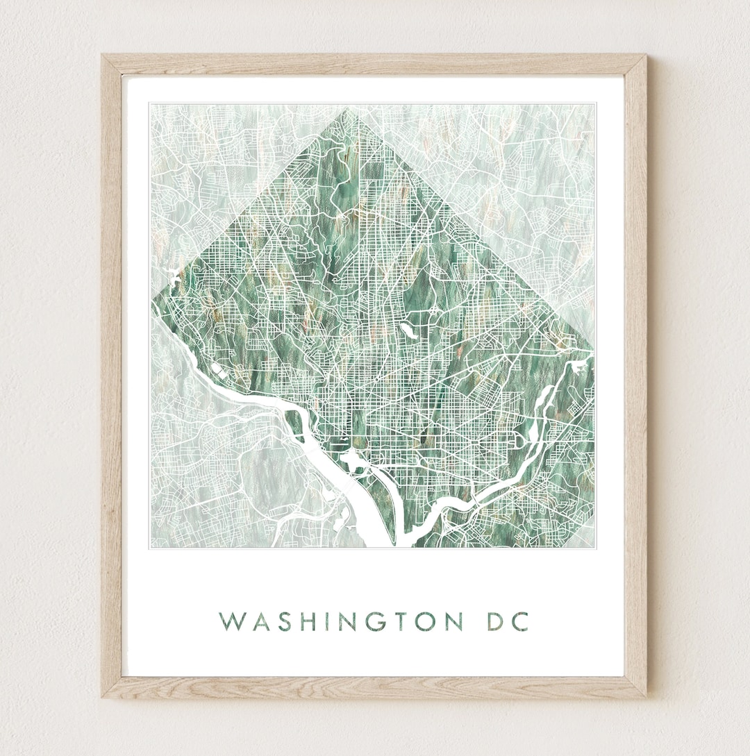 WASHINGTON DC Map Urban Fabric Watercolor Texture Painting US - Etsy