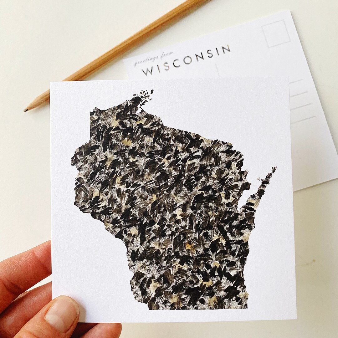 WISCONSIN Watercolor Map POSTCARD US State Map Wedding Favor Souvenir ...