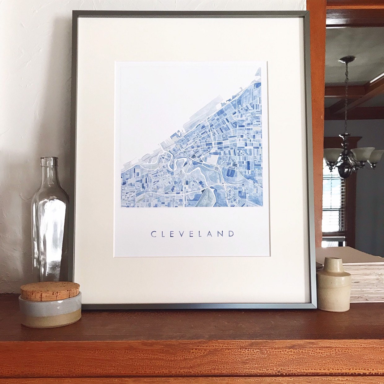 CLEVELAND Map Watercolor Print OHIO City Block Plan art | Etsy