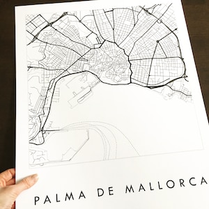 PALMA De MALLORCA Map Hand Drawn Street Map SPAIN City Map Drawing ...