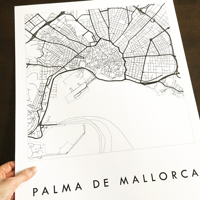 PALMA de MALLORCA Map Hand Drawn Street Map SPAIN City Map | Etsy