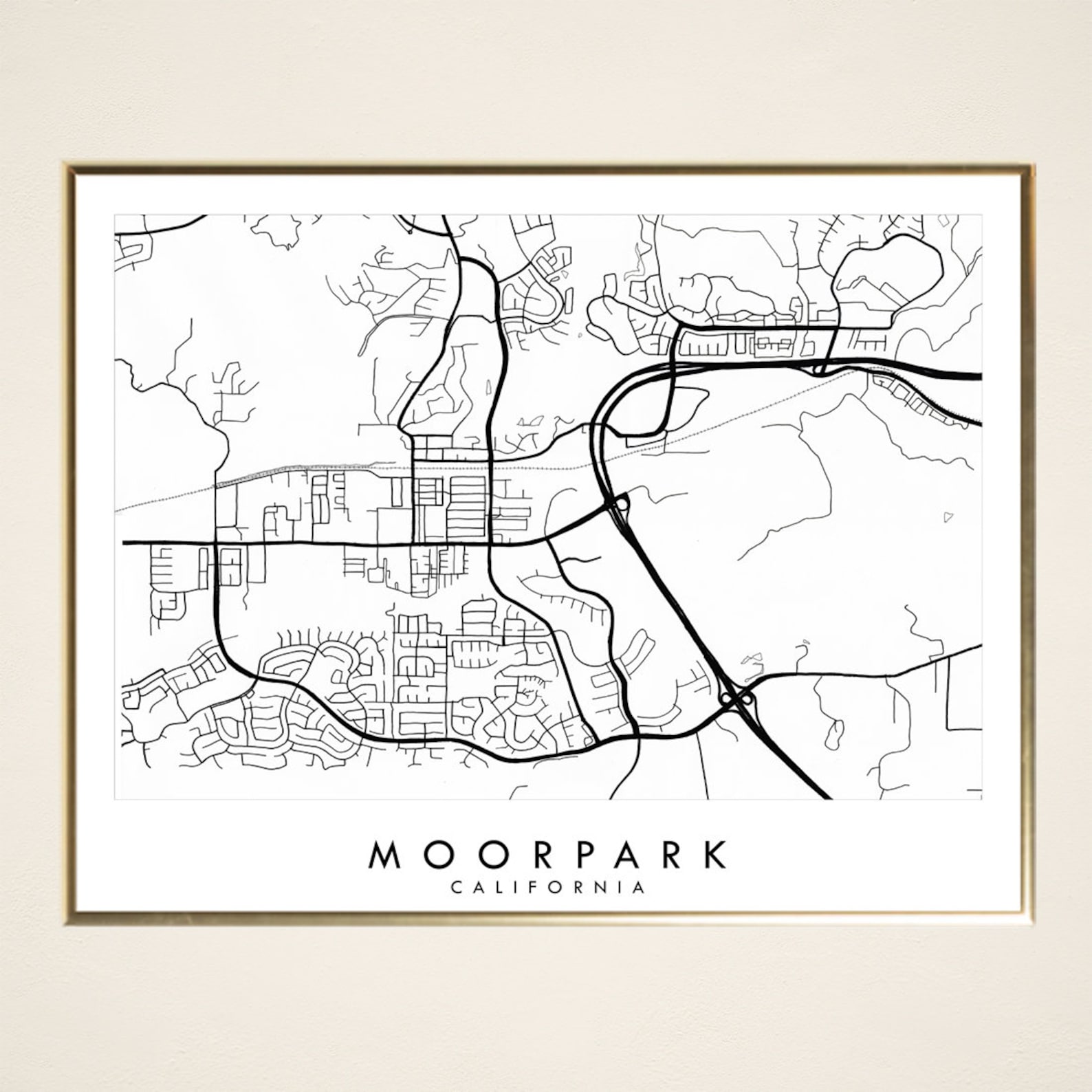 MOORPARK Map Street Map CALIFORNIA City Map Drawing Black and - Etsy