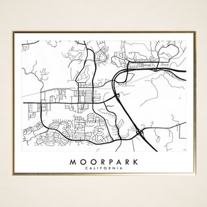 MOORPARK Map Street Map CALIFORNIA City Map Drawing Black and White art ...