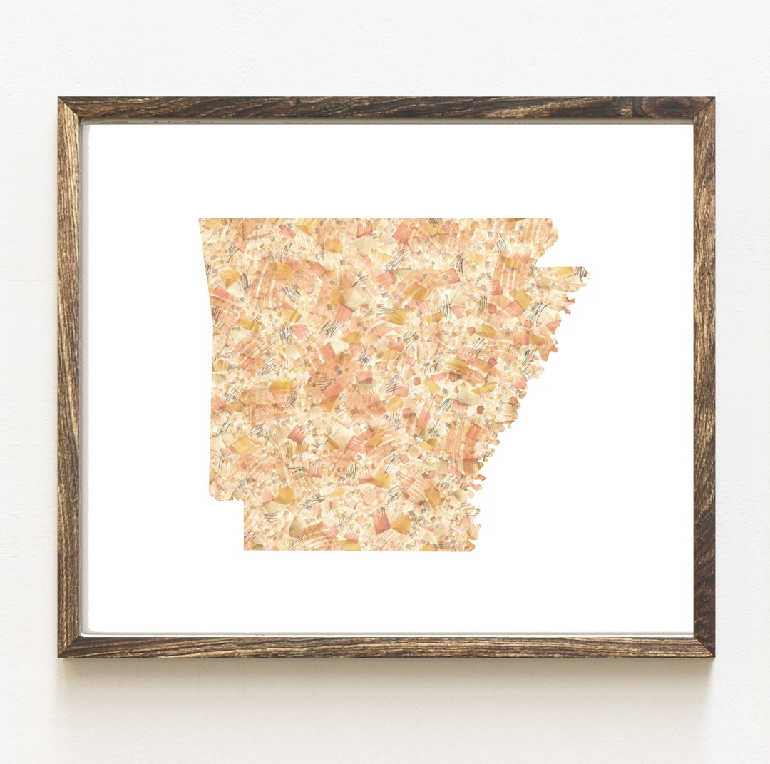 ARKANSAS State Map Urban Fabric Watercolor Texture Painting USA (art ...