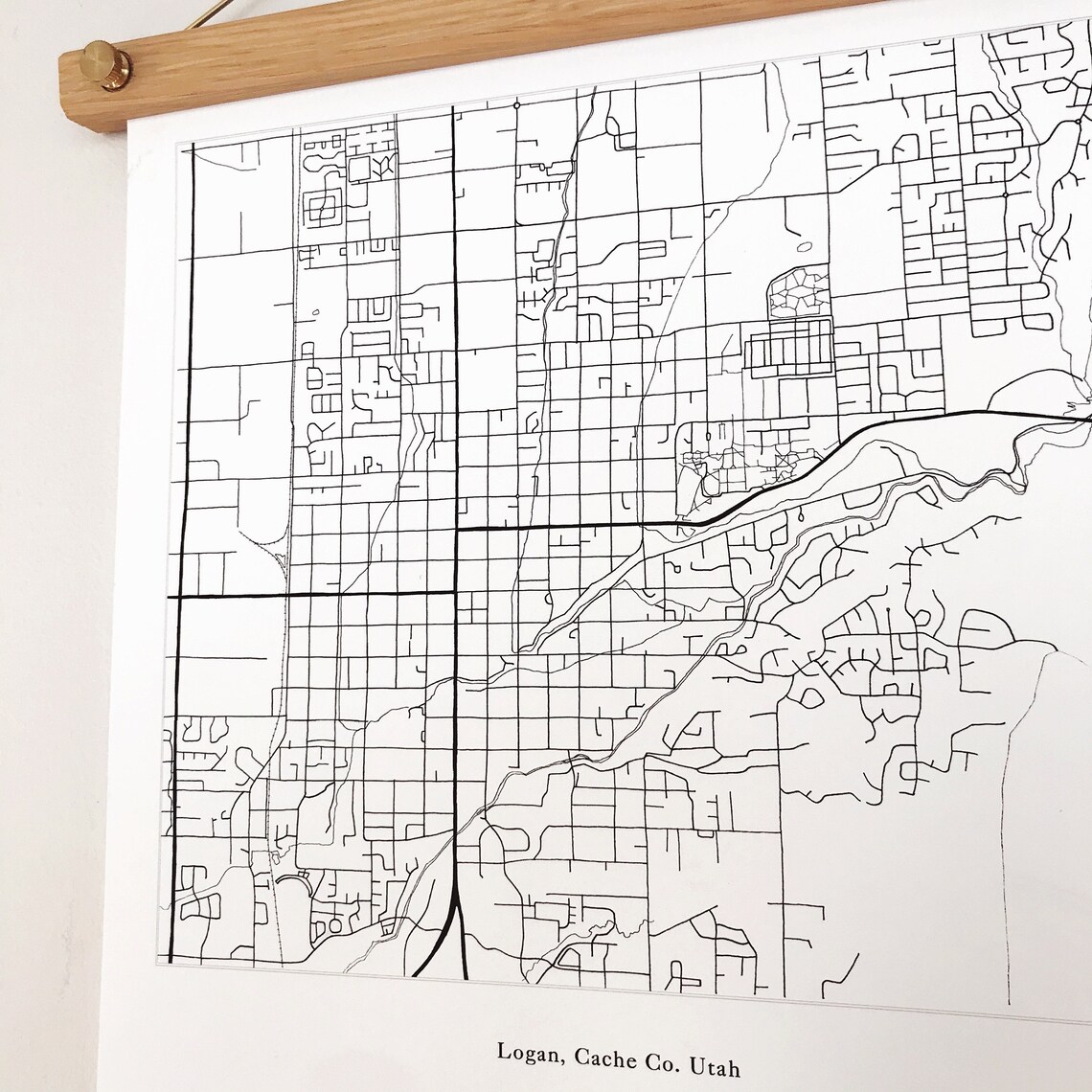 LOGAN UTAH Map Street Map City Map Drawing Black and White | Etsy