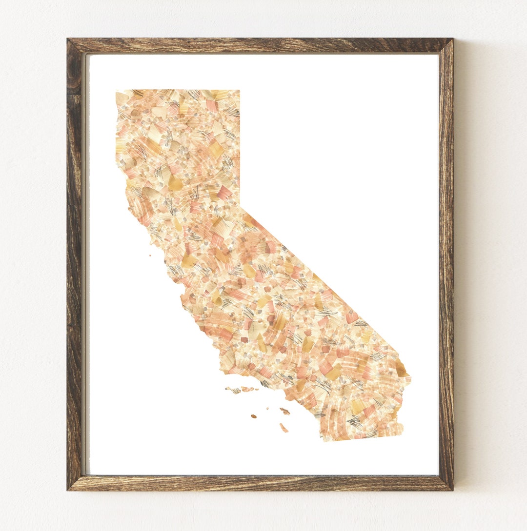 CALIFORNIA State Map Urban Fabric Watercolor Texture Painting USA (art ...