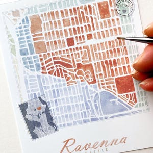 RAVENNA Seattle Neighborhood Map Stampa acquerello WASHINGTON City ...