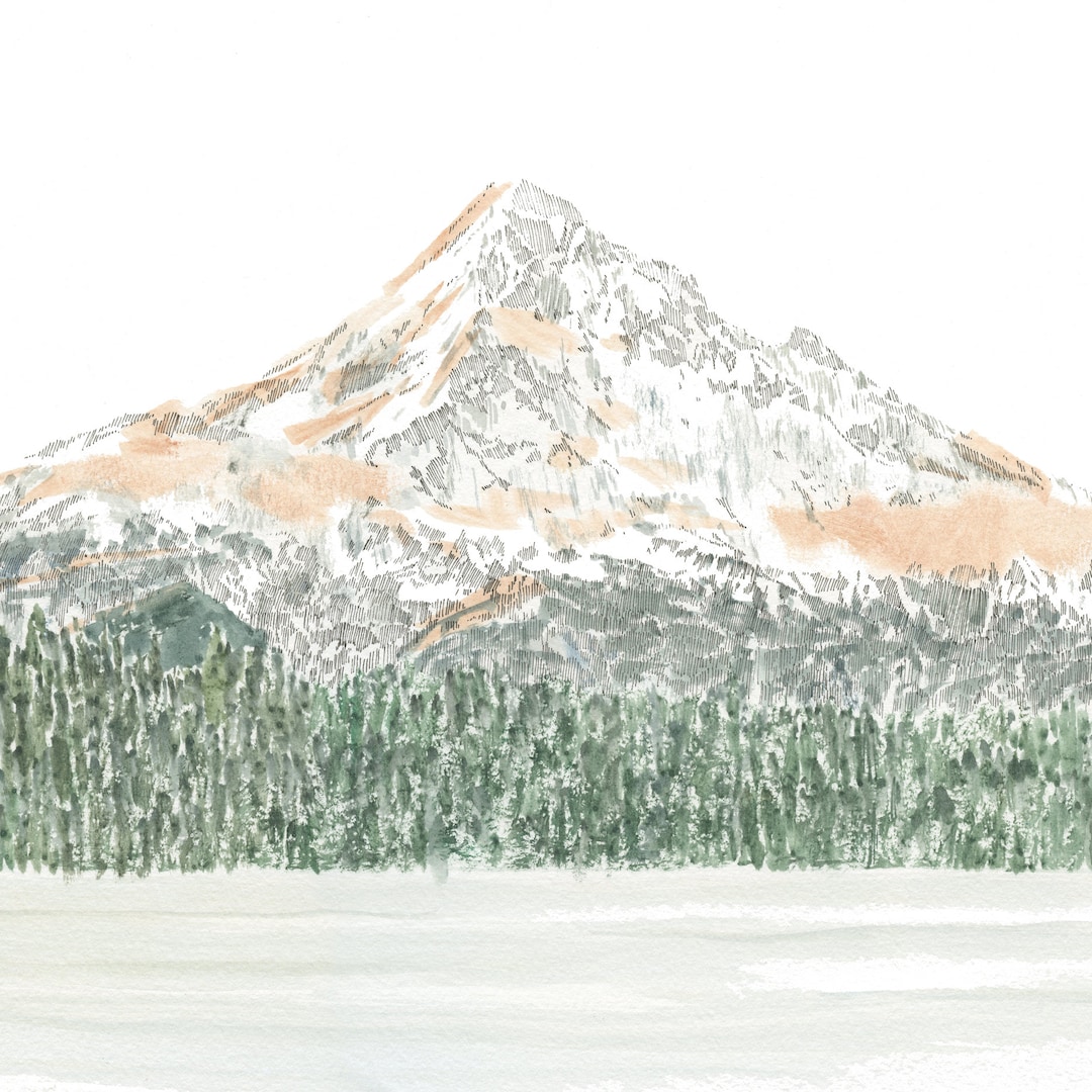 Mount Hood MOUNTAIN Abstract Painting OREGON (art Print) Wall Art ...