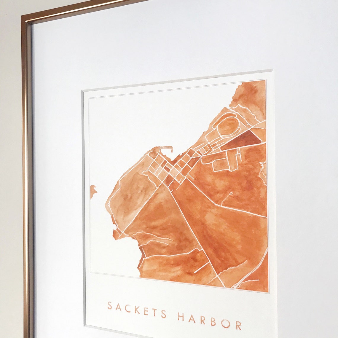 SACKETS HARBOR New York Hand Painted Map Watercolor Print City | Etsy