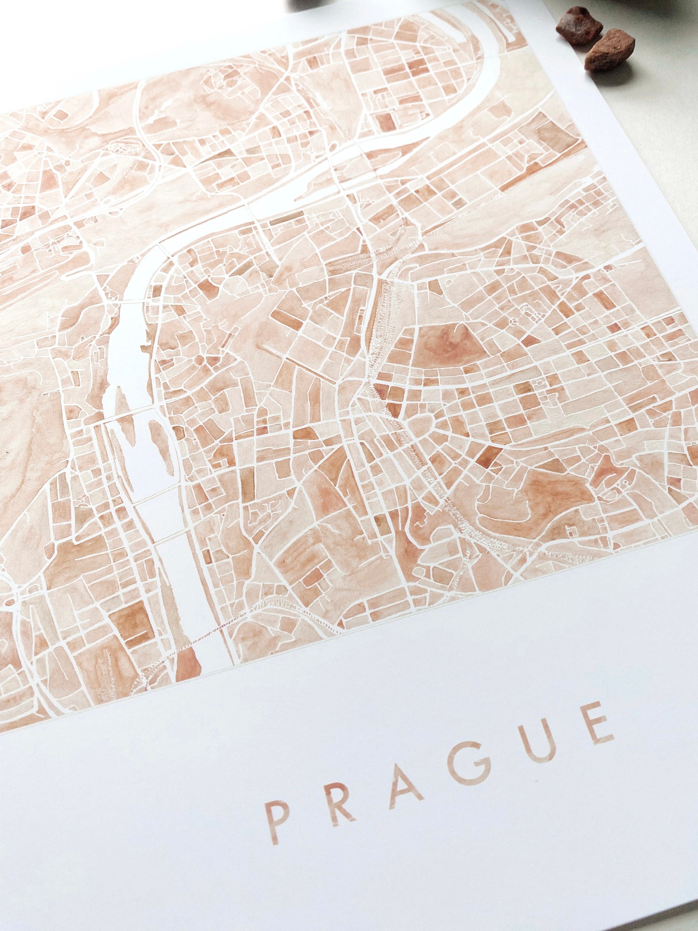 PRAGUE Map Watercolor Map Print City Block Plan (art Print) CZECH ...