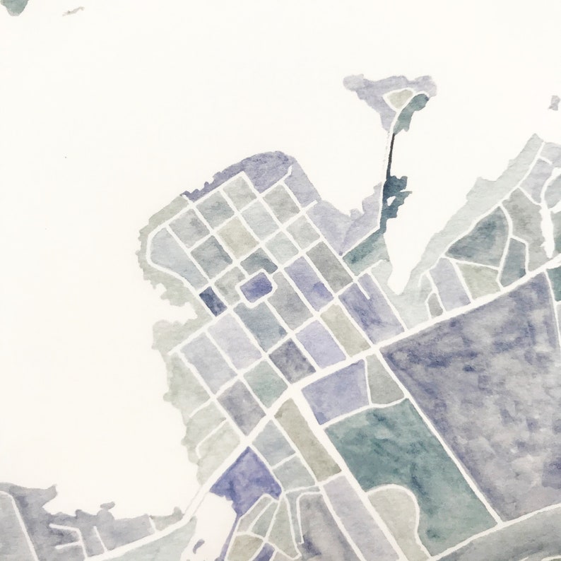 CLAYTON New York Map Watercolor Print City Block Plan art - Etsy