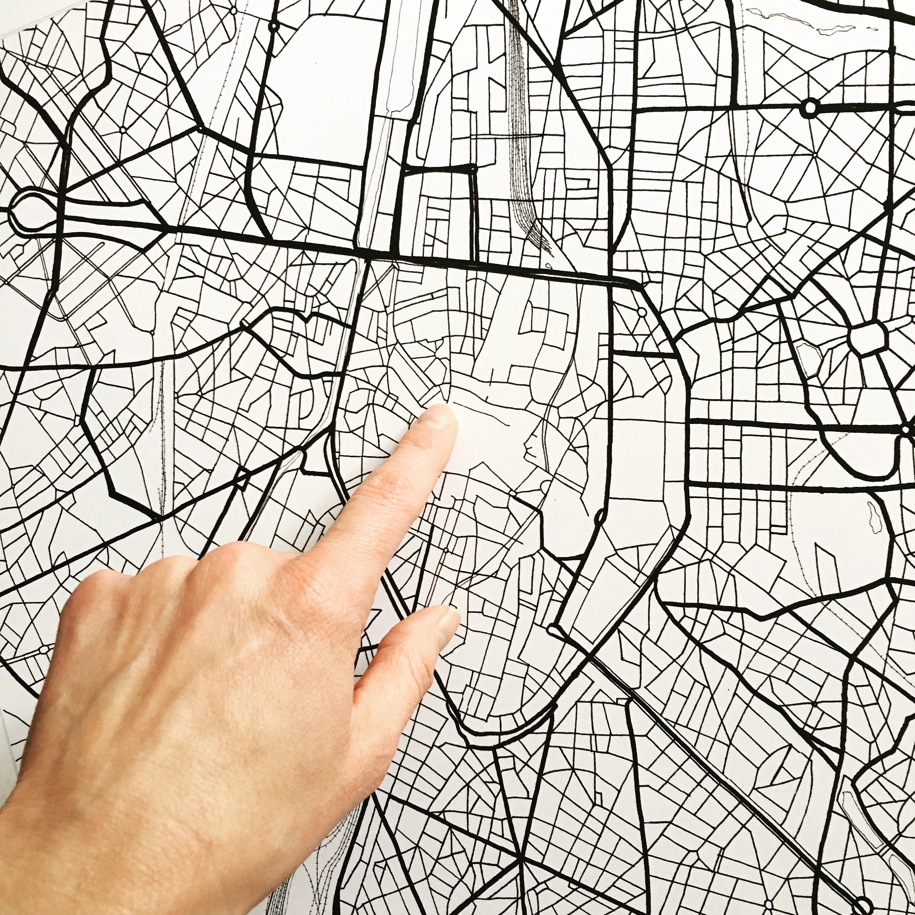 BRUSSELS Map Hand Drawn Street Map BELGIUM City Map Drawing Black and ...