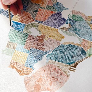 BLUE RIDGE Seattle Neighborhood Map Watercolor Print WASHINGTON City ...