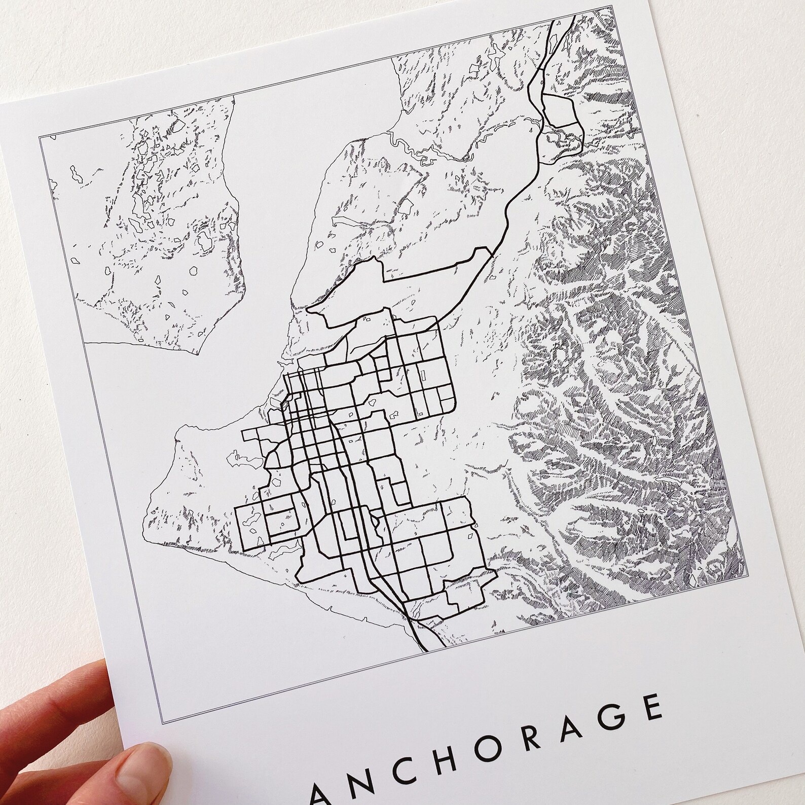 Anchorage City Map Hand Drawn Topographic Street Map Alaska City Map ...