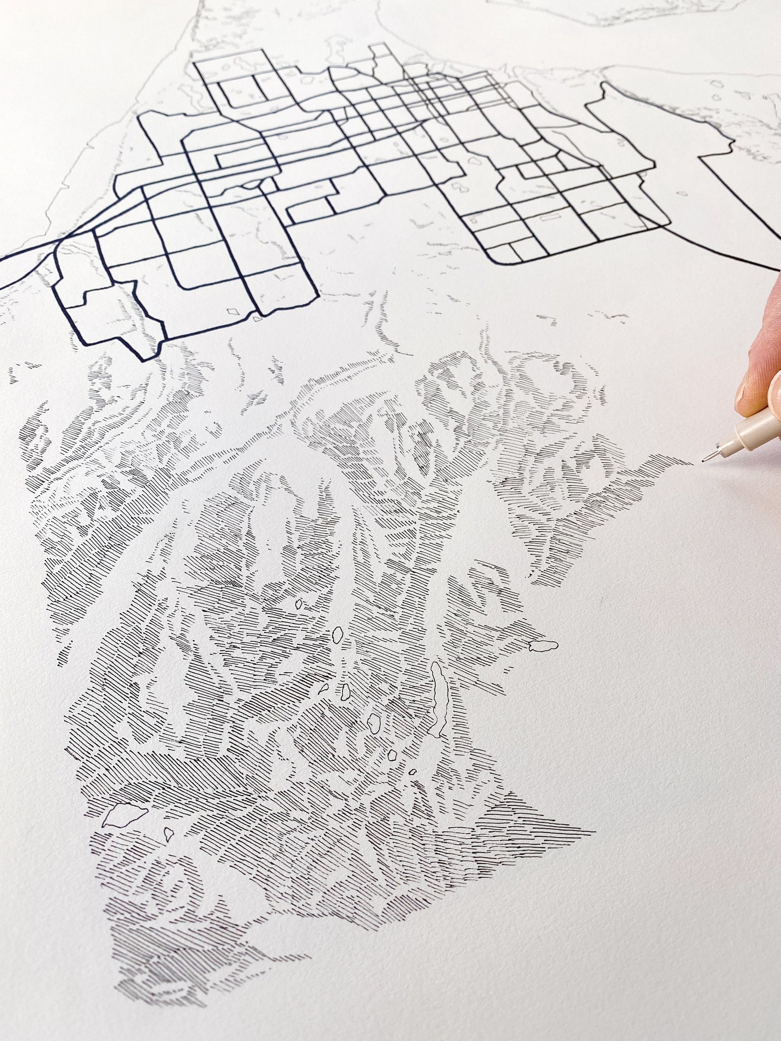Anchorage City Map Hand Drawn Topographic Street Map Alaska City Map ...