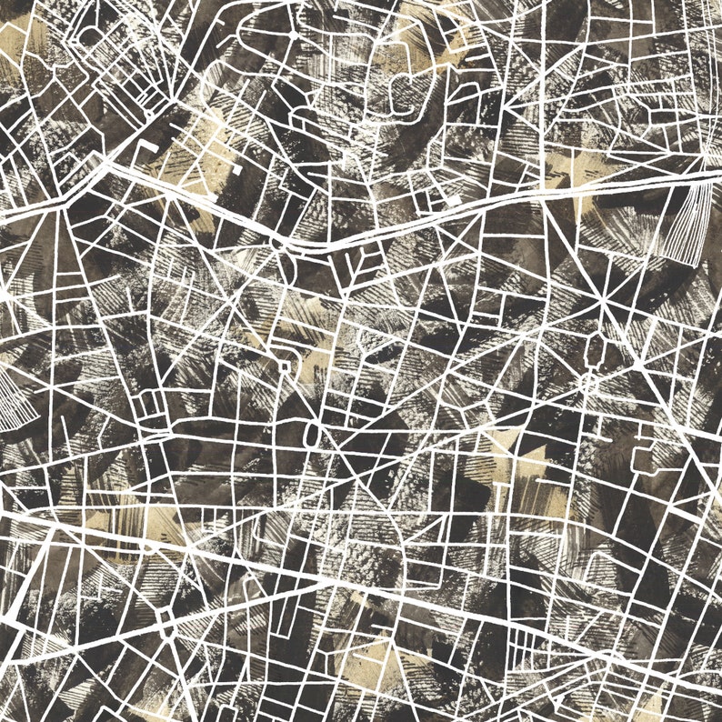 PARIS Map Urban Fabric Watercolor Texture Painting FRANCE City | Etsy