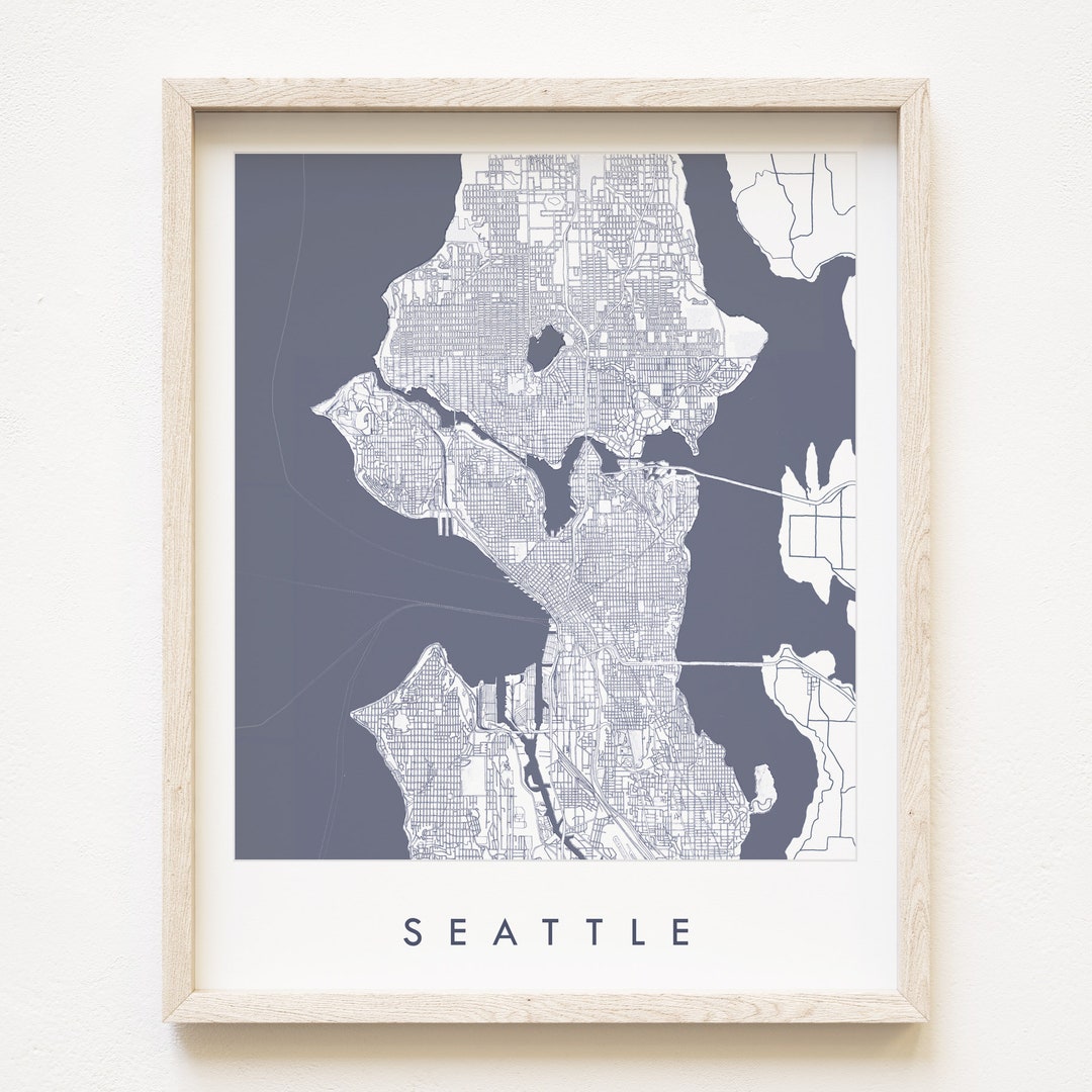 Mapa de SEATTLE Mapa de calles dibujado a mano WASHINGTON Mapa de la ...