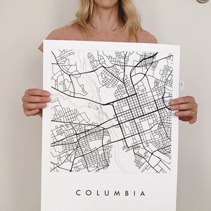 COLUMBIA Map Street Map South Carolina City Map Drawing Black and White ...