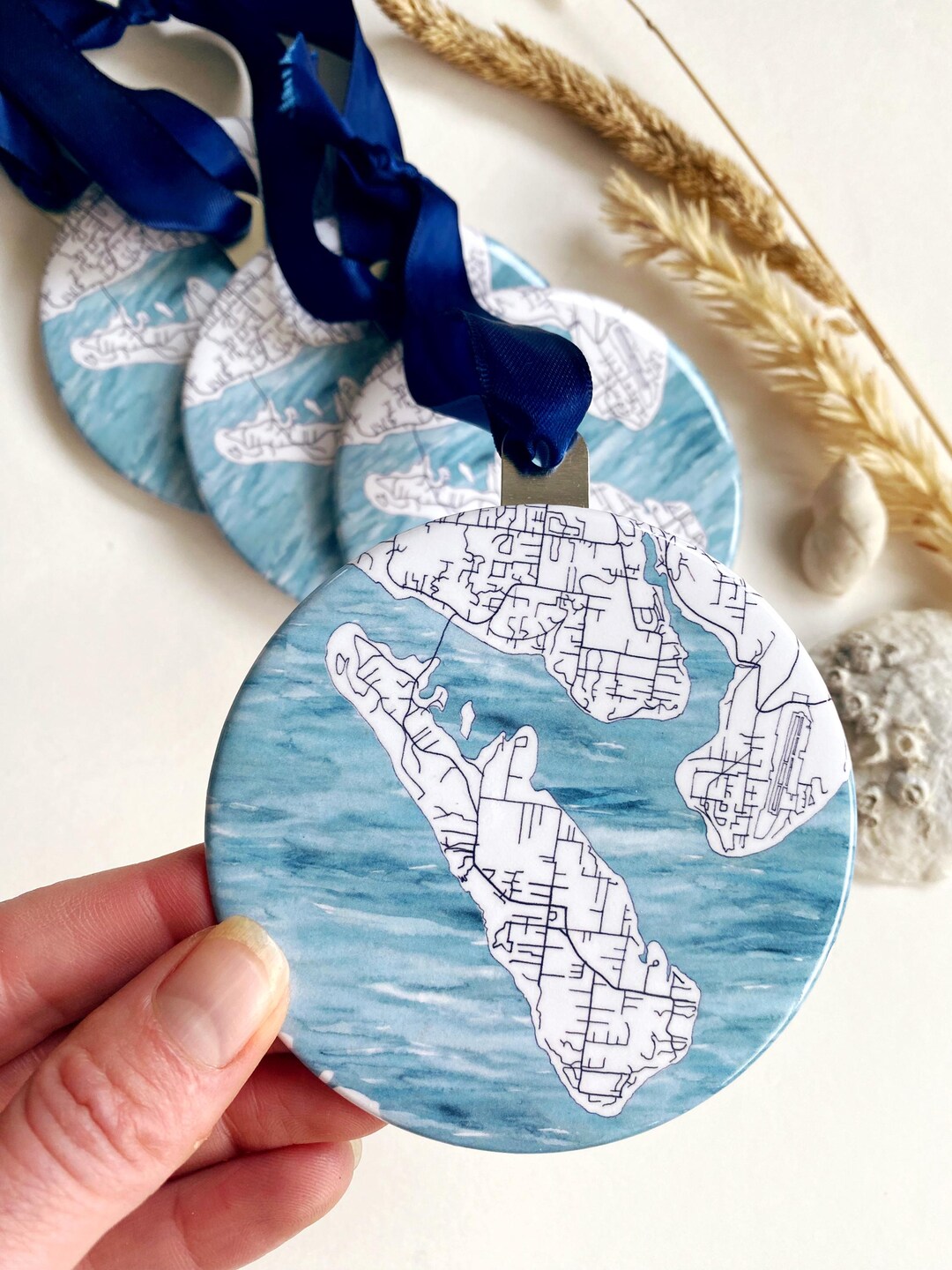 FOX ISLAND Washington Water Map (ORNAMENT) Puget Sound Tacoma Narrows ...