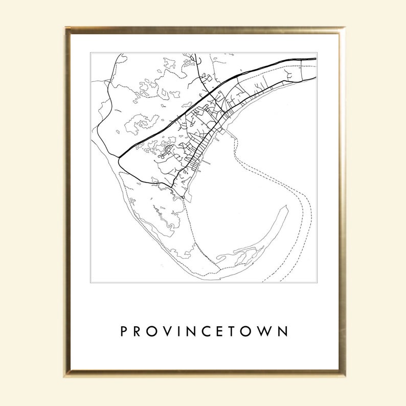 PROVINCETOWN Massachusetts Map Street Map Drawing Black and | Etsy