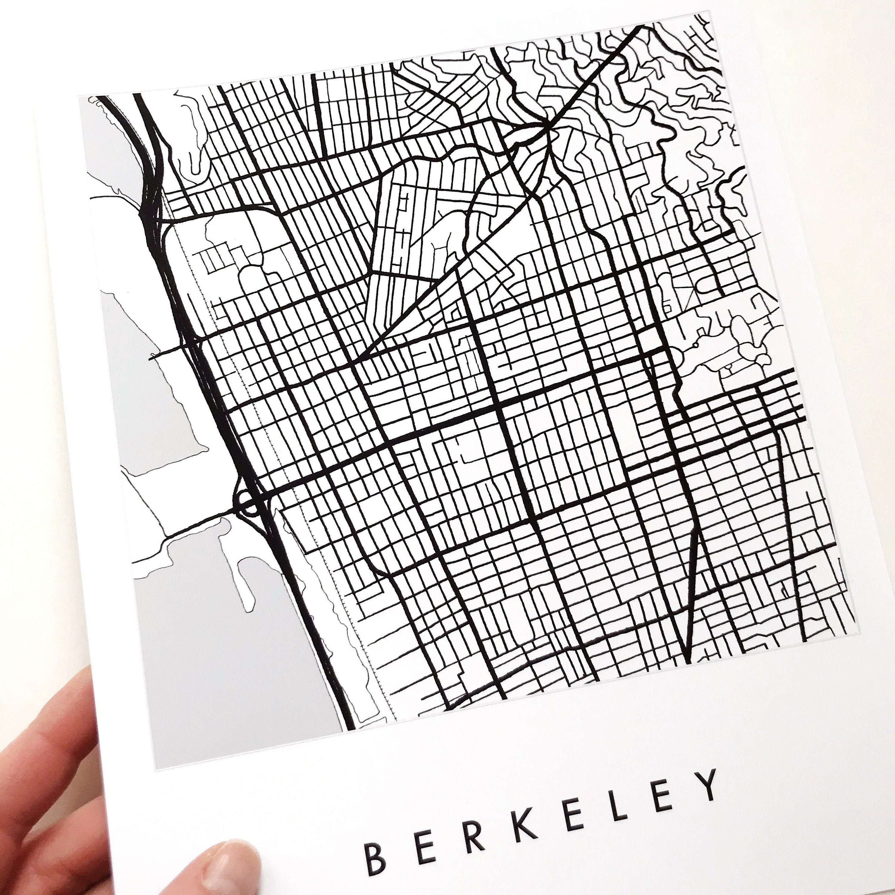 BERKELEY California Map Street Map Drawing Black and White | Etsy