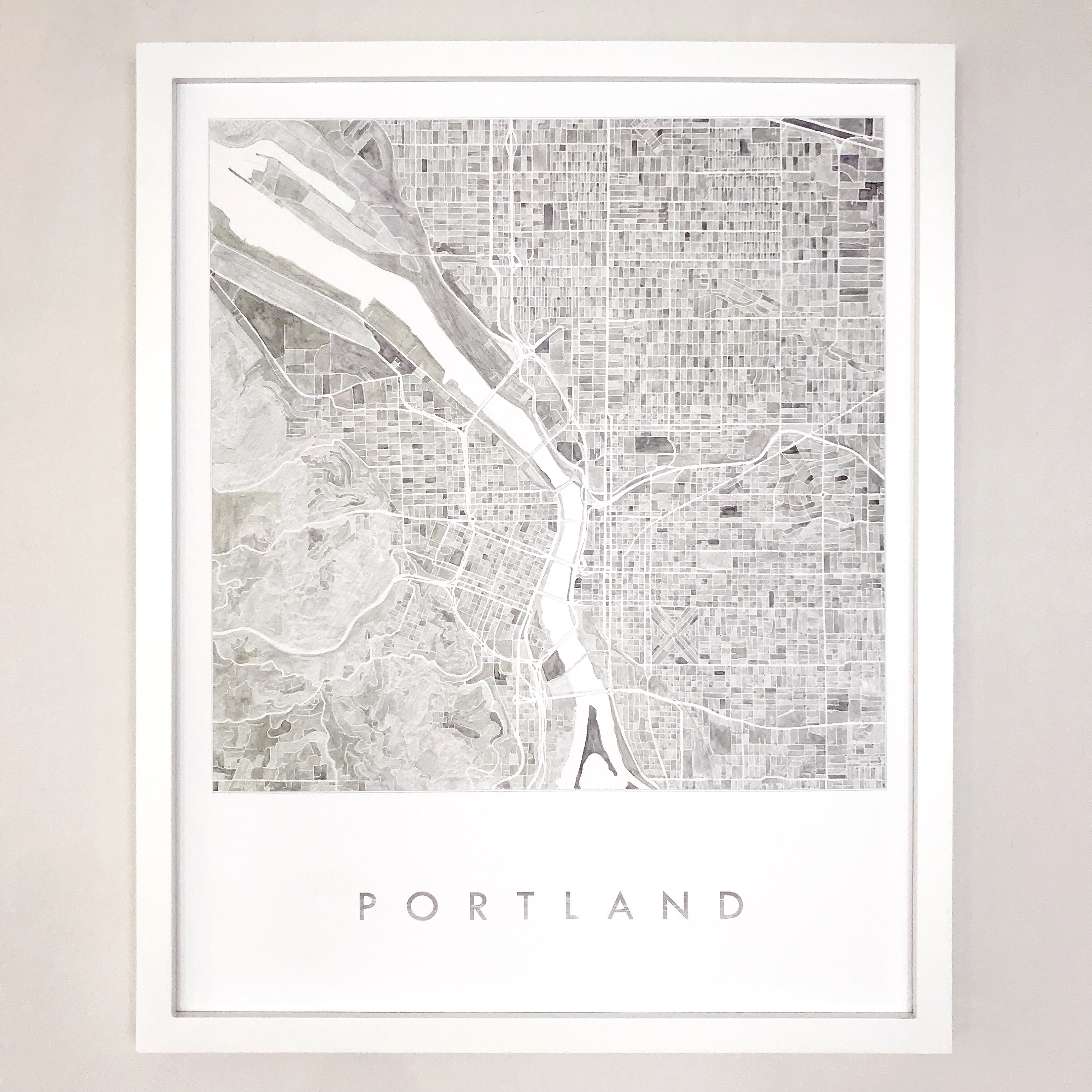 PORTLAND Map Watercolor Print OREGON City Block Plan Art | Etsy