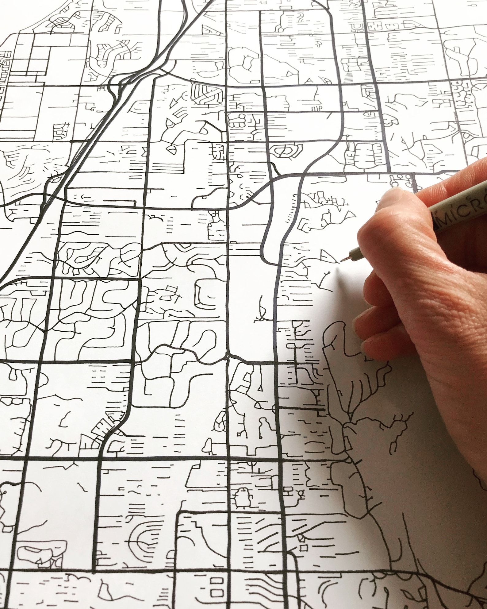 INDIO Palm Springs Hand Drawn Map CALIFORNIA City Map Drawing Black and ...