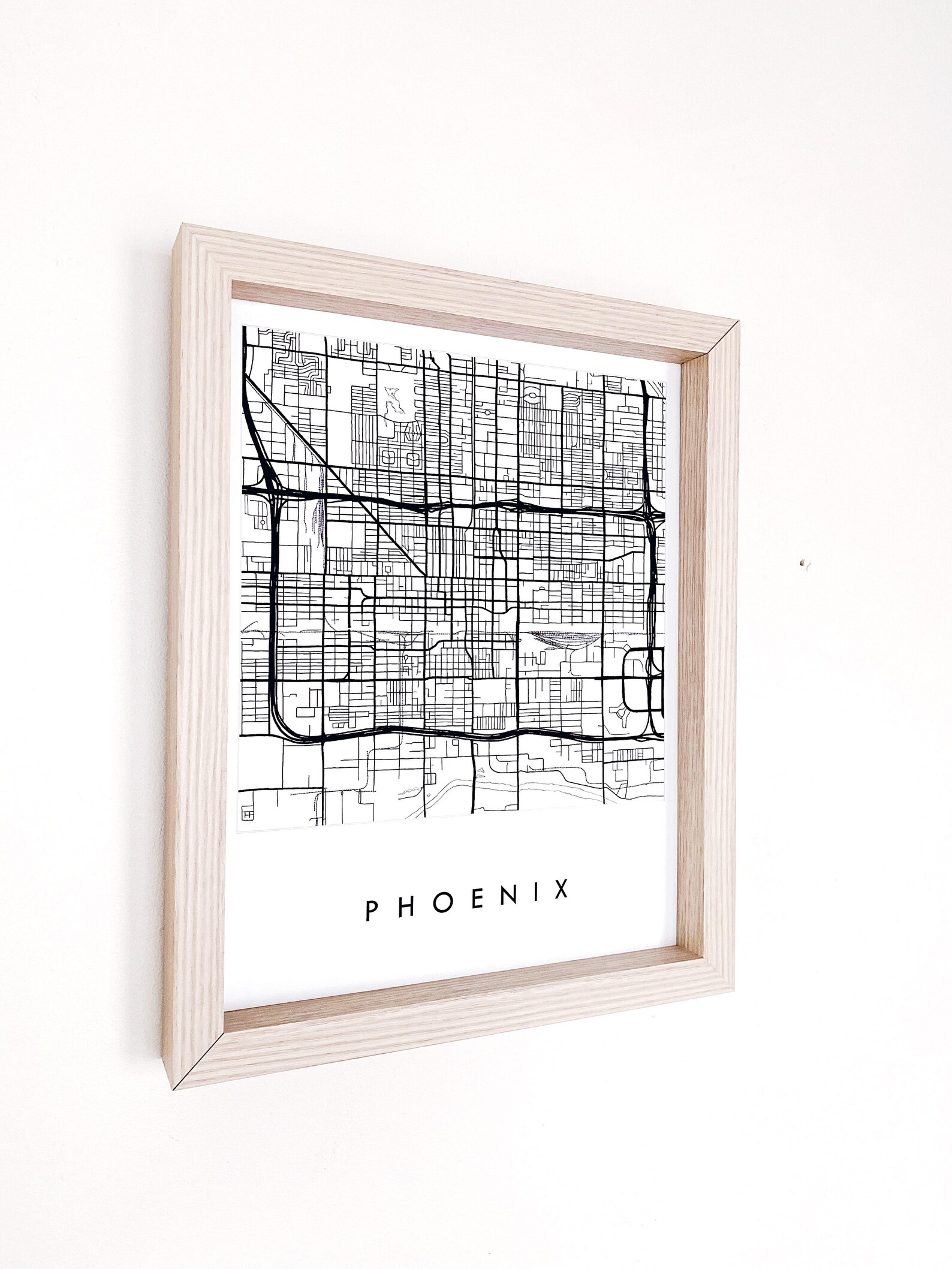 PHOENIX Map Street Map Arizona City Map Drawing Black and White (art ...