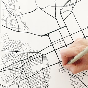 COLUMBIA Map Street Map South Carolina City Map Drawing Black and White ...