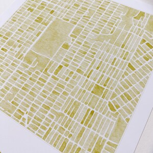 UPS Neighborhood Map Yellow Watercolor Print WASHINGTON City Block Plan ...