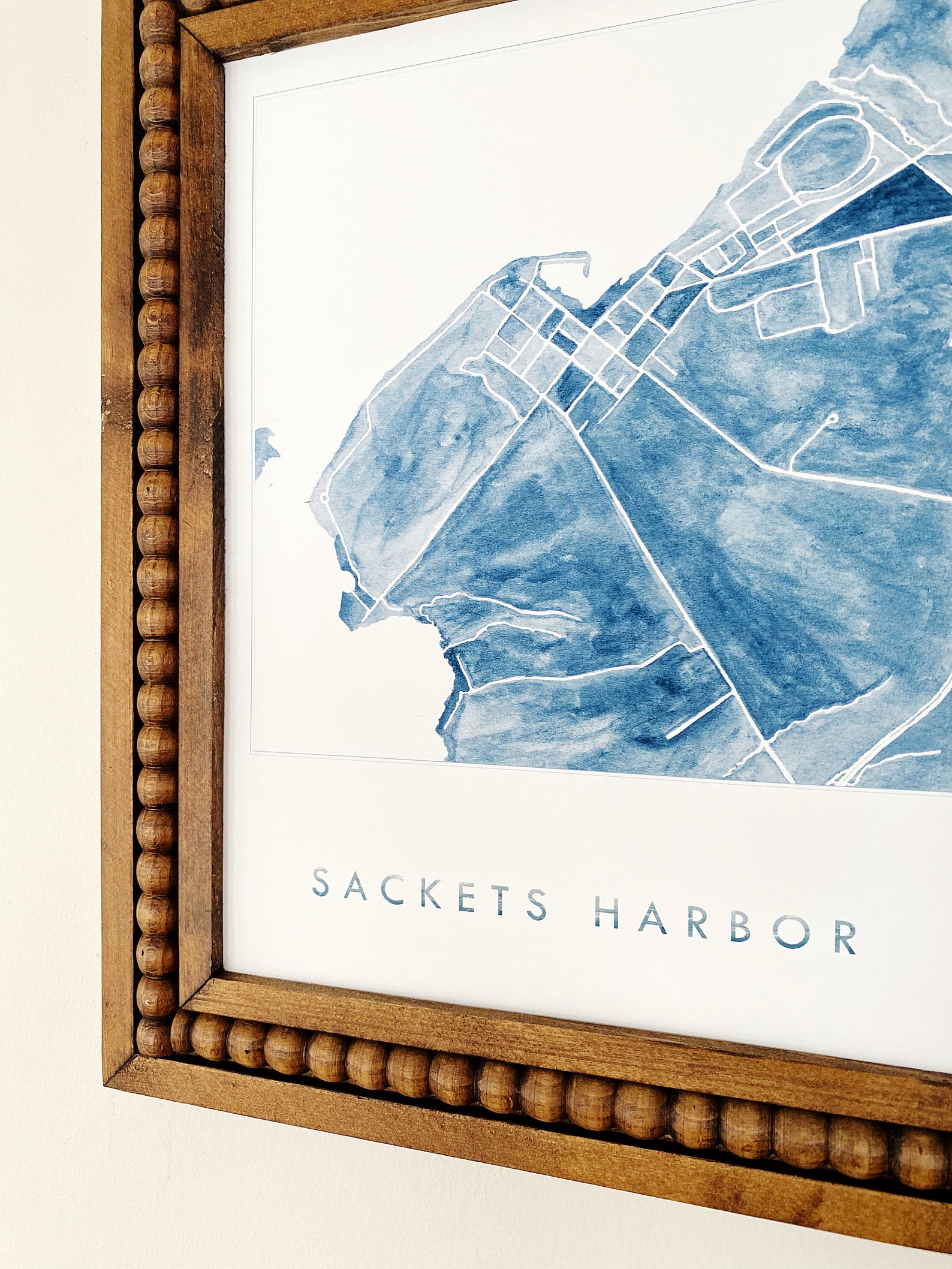 SACKETS HARBOR New York Hand Painted Map Watercolor Print City Block ...