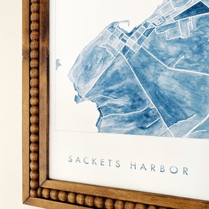 SACKETS HARBOR New York Hand Painted Map Watercolor Print City Block ...