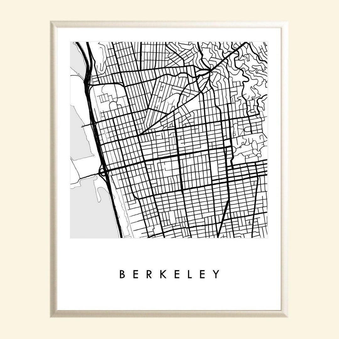 BERKELEY California Map Street Map Drawing Black and White art Print ...