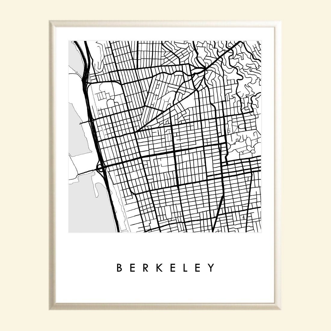 BERKELEY California Map Street Map Drawing Black and White | Etsy