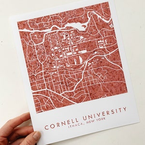 CORNELL University Campus Watercolor Map art Print ITHACA New York Town ...
