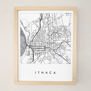 ITHACA Street Map NEW YORK City Map Drawing Black and White (art Print ...