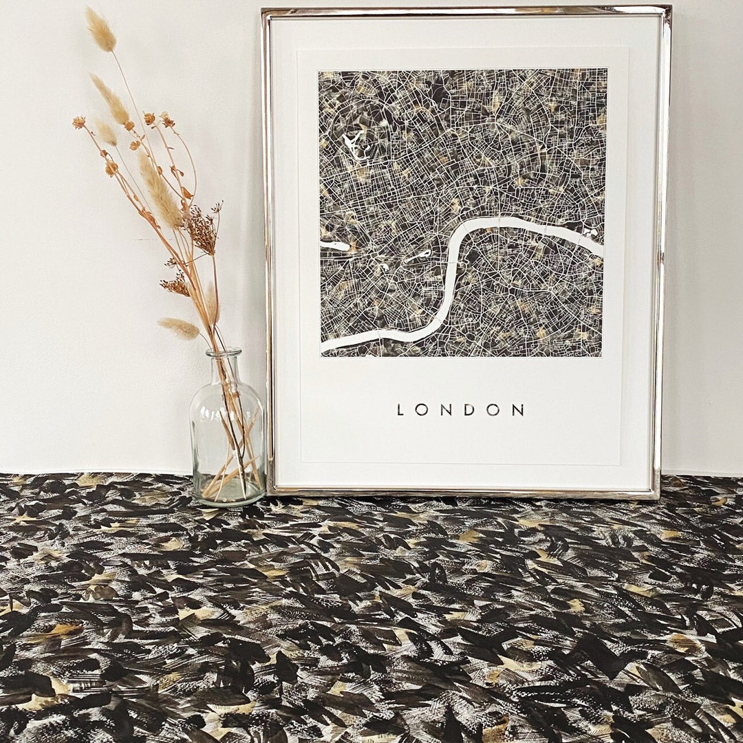 LONDON Map Urban Fabric Watercolor Texture Painting UK England City ...