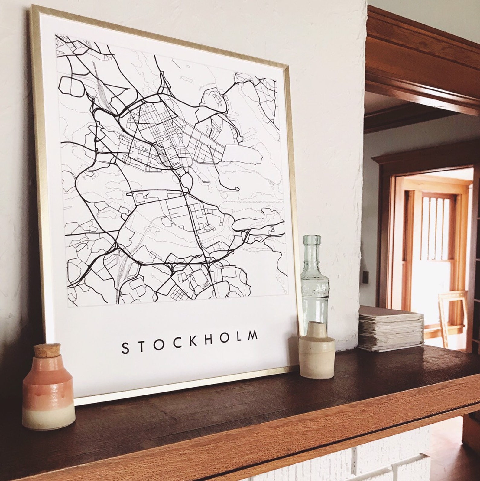 STOCKHOLM Map Hand Drawn Street Map SWEDEN City Map Drawing Black and ...
