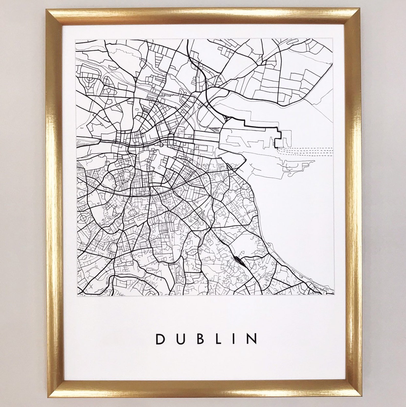DUBLIN Map Hand Drawn Street Map IRELAND City Map Drawing Black and ...