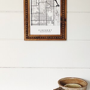 FIRCREST Street Map WASHINGTON City Map Drawing Black and White (art ...