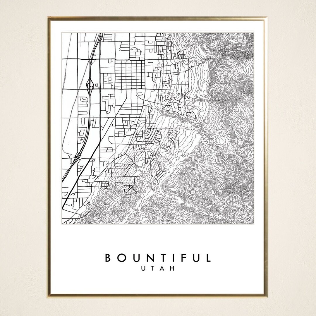 BOUNTIFUL Hand Drawn Map Topographical City Map Utah Drawing - Etsy