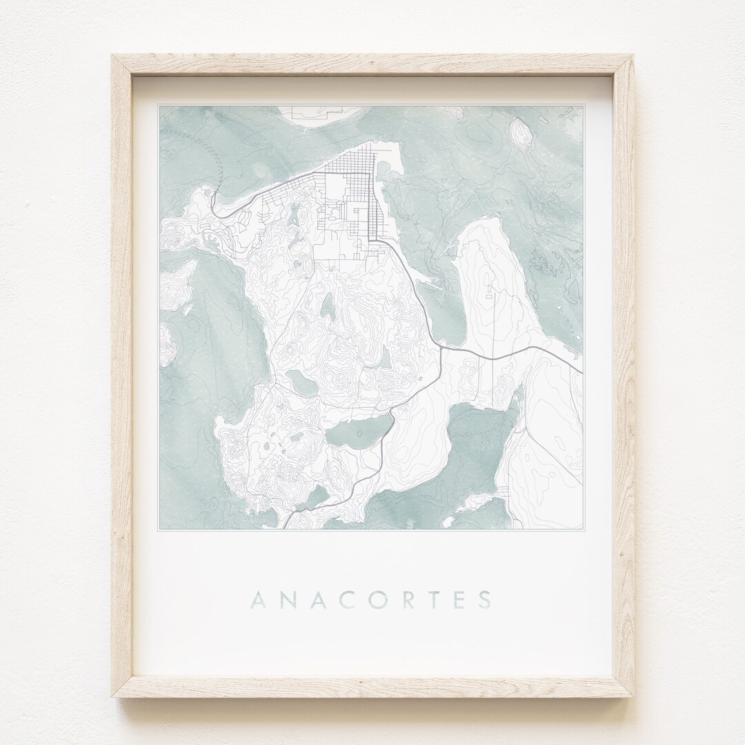 ANACORTES Map Hand Drawn Bathymetric Map WASHINGTON (art Print) Home ...