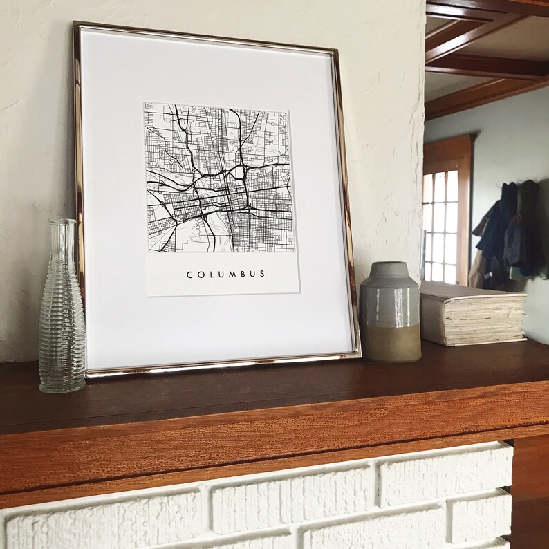 COLUMBUS Map Hand Drawn Street Map Print OHIO City Map art - Etsy