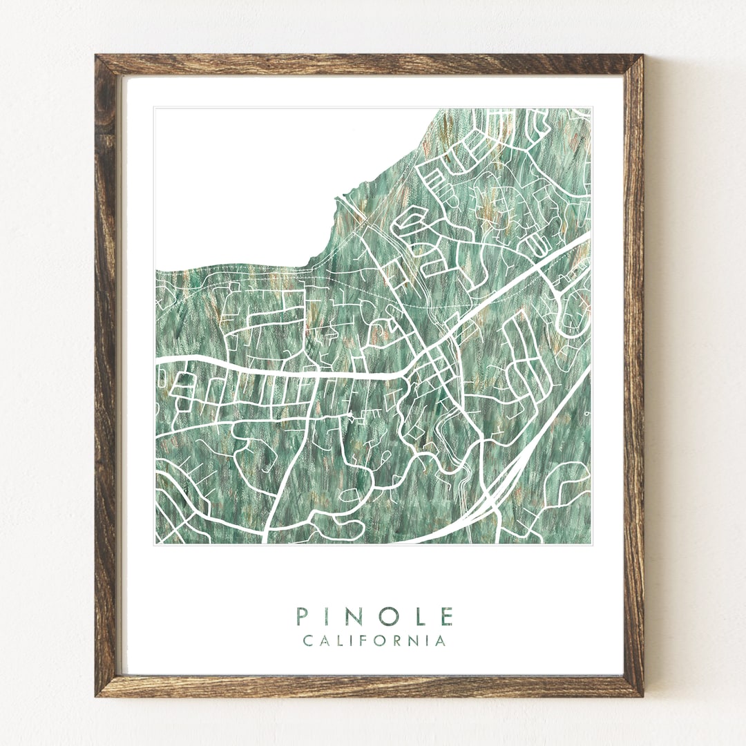 PINOLE Map Urban Fabric Watercolor Texture Painting CALIFORINIA City ...