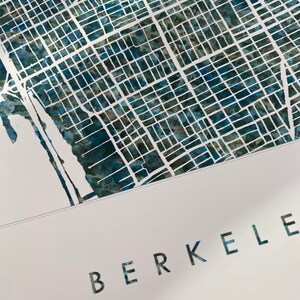 BERKELEY Map Urban Fabric Watercolor Texture Painting CALIFORNIA City ...