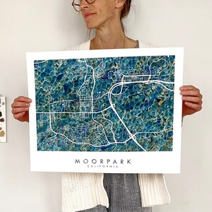 MOORPARK Map Urban Fabric Watercolor Texture Painting CALIFORNIA City ...
