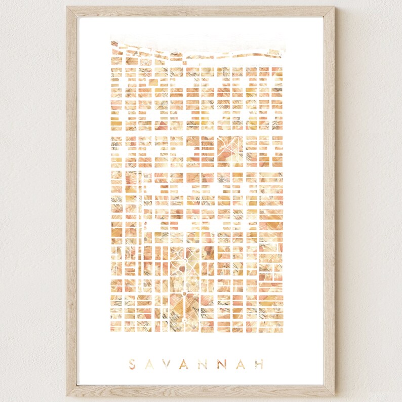 SAVANNAH Map Urban Fabric Watercolor Texture Painting GEORGIA - Etsy