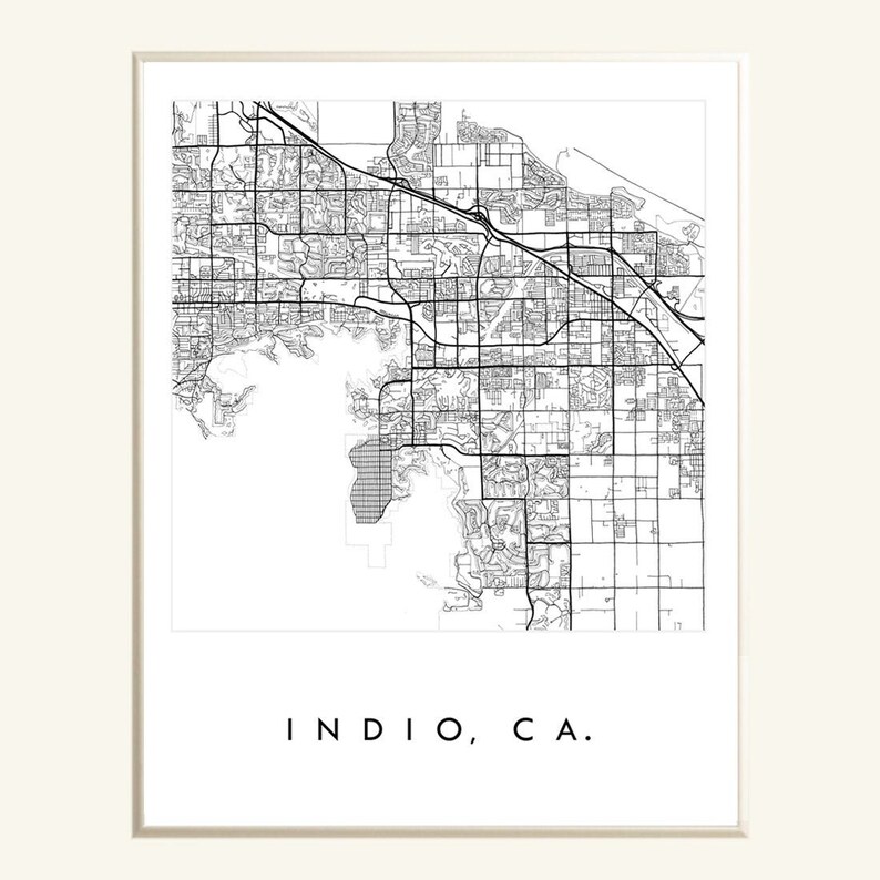 INDIO Palm Springs Hand Drawn Map CALIFORNIA City Map Drawing - Etsy