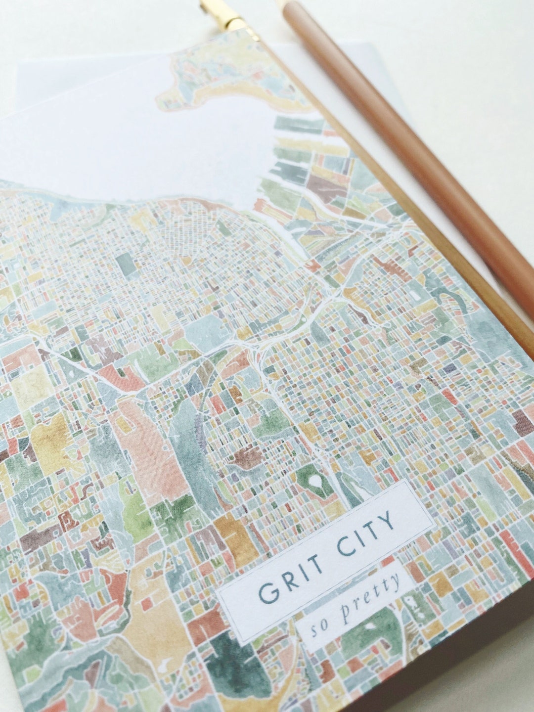 Colorfull TACOMA Grit City so Pretty Watercolor Map City Nickname ...