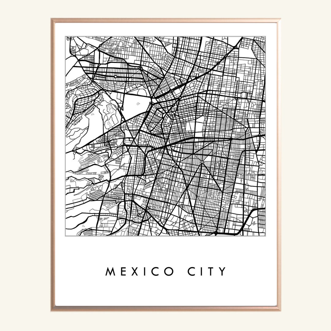 MEXICO CITY Map Hand Drawn Street Map Mexico City Map Drawing Black and ...